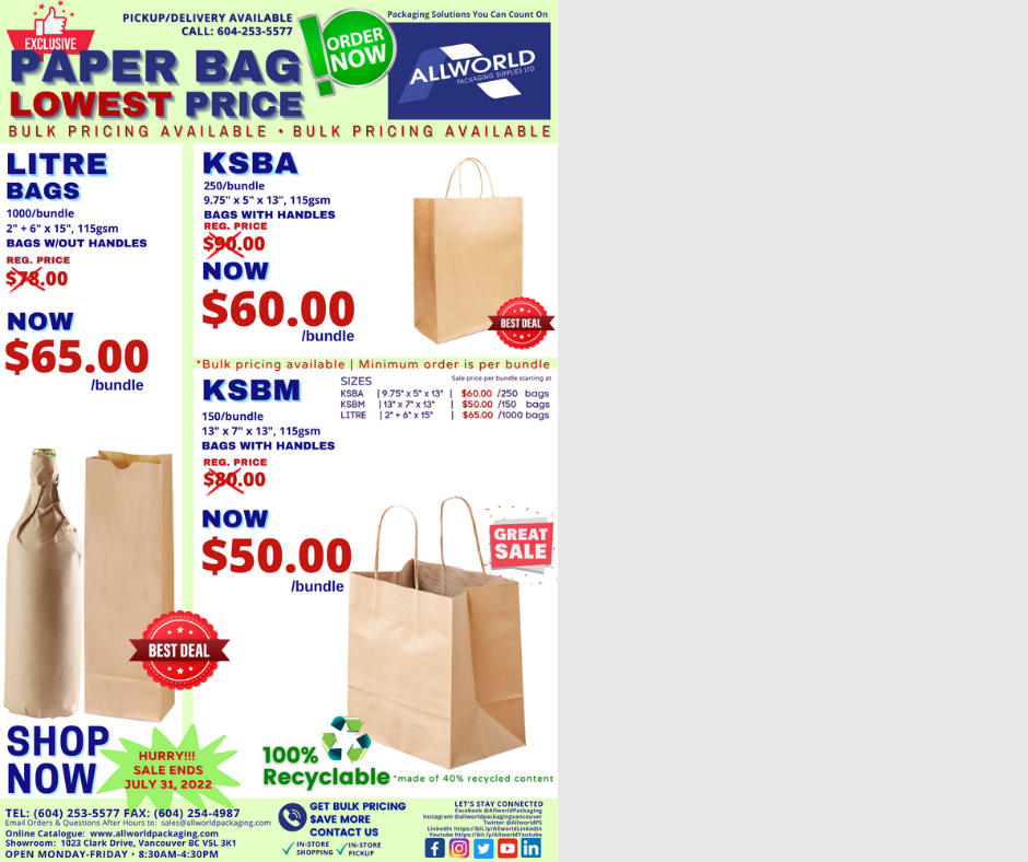 Monthly Flyer | Allworld Packaging Supplies Ltd.